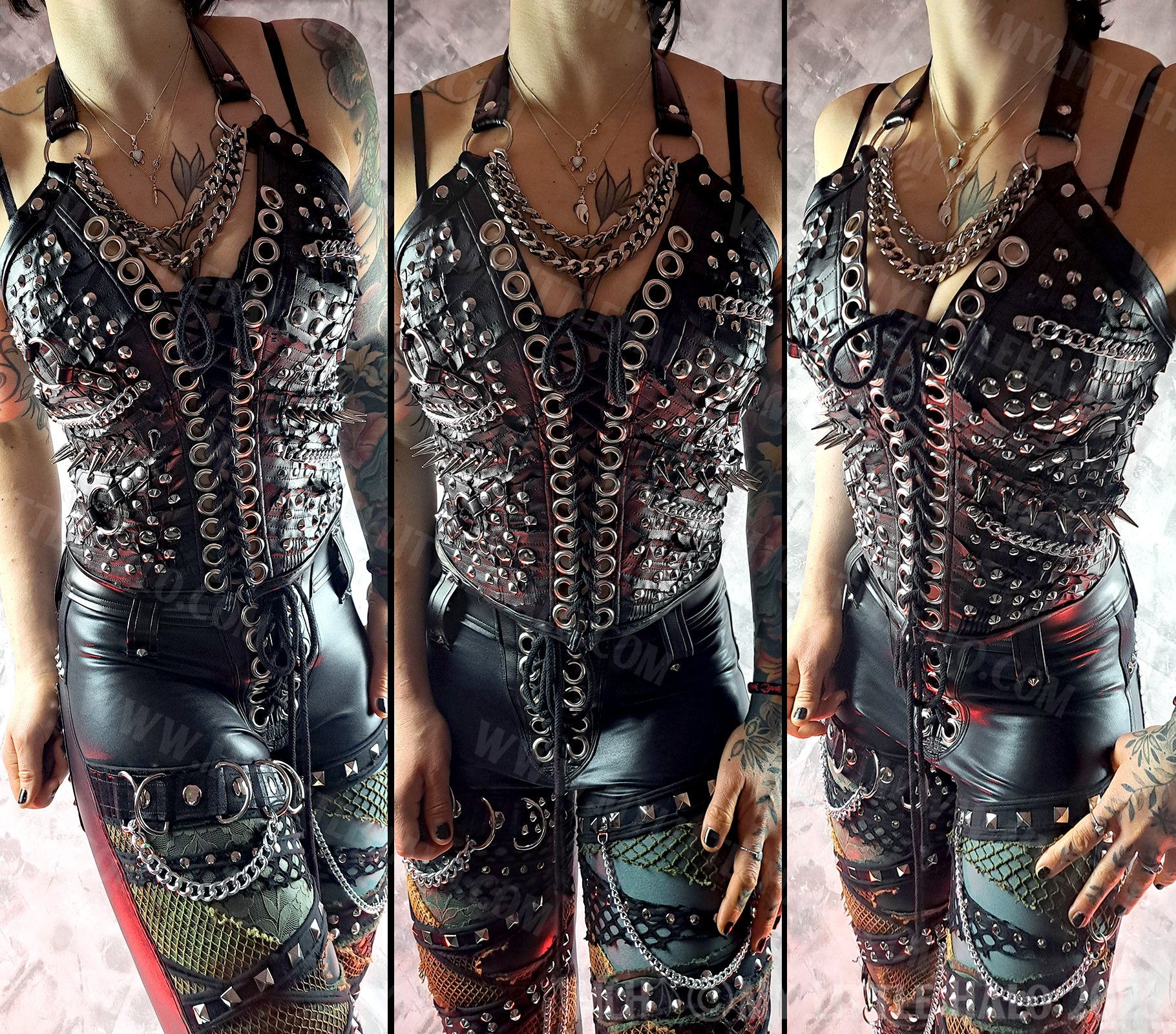 Spiked & Studded Heavy Metal/Goth Bustier – My Little Halo