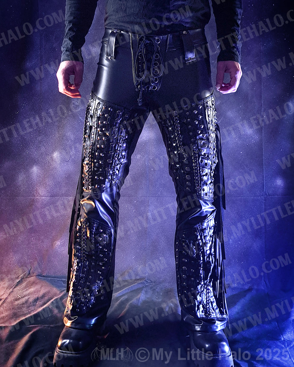 Men’s Boot Cut Studded Heavy Metal Pants – My Little Halo
