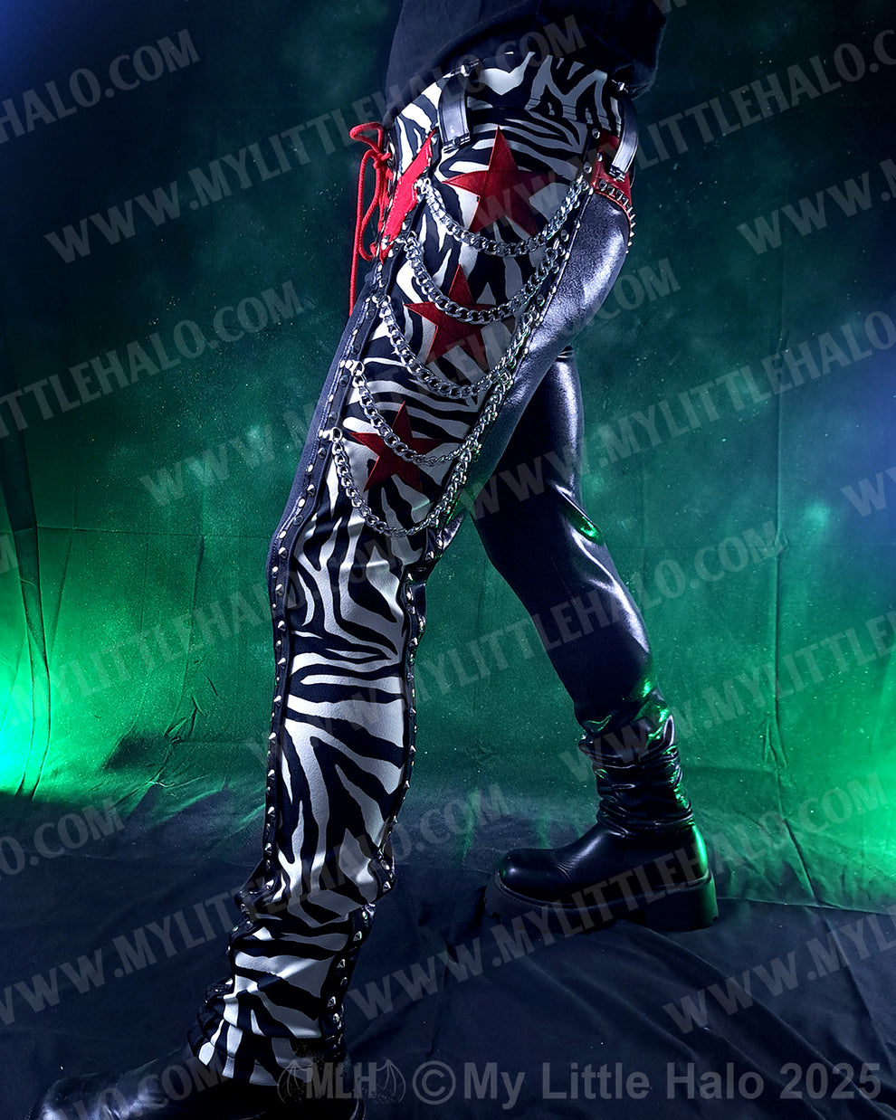 Men’s Zebra Print, Star & Chains Skinny Pants – My Little Halo
