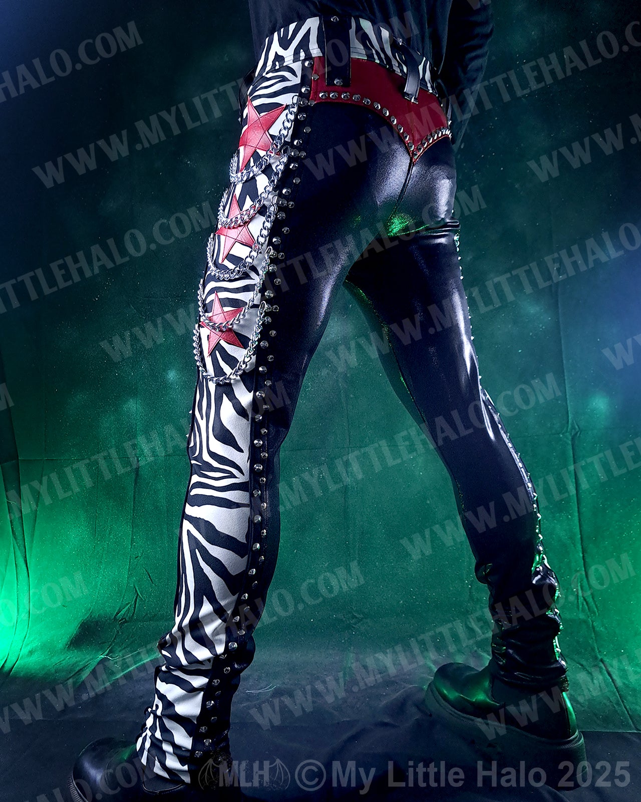 Men’s Zebra Print, Star & Chains Skinny Pants – My Little Halo