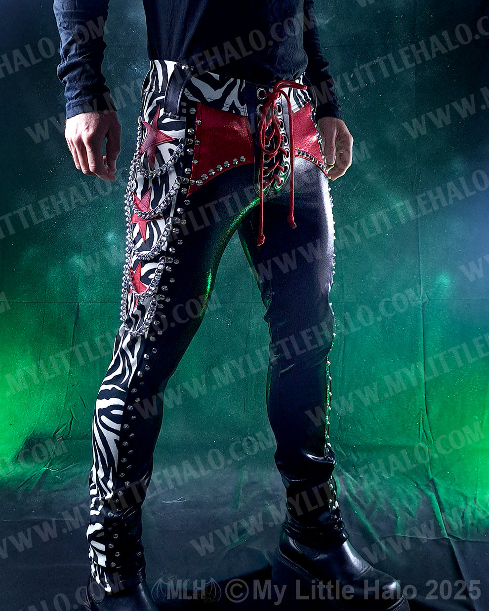 Men’s Zebra Print, Star & Chains Skinny Pants – My Little Halo