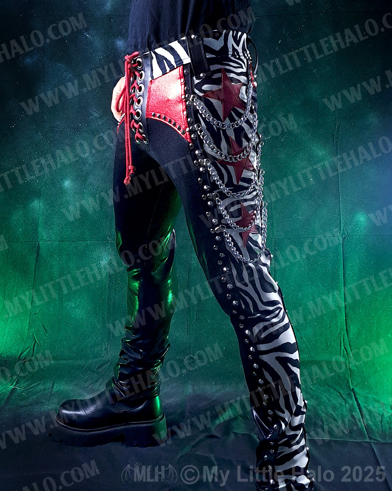 Men’s Zebra Print, Star & Chains Skinny Pants – My Little Halo