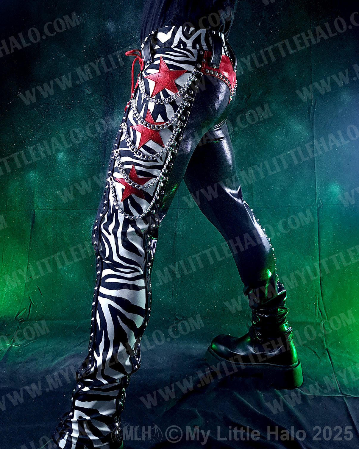 Men’s Zebra Print, Star & Chains Skinny Pants – My Little Halo