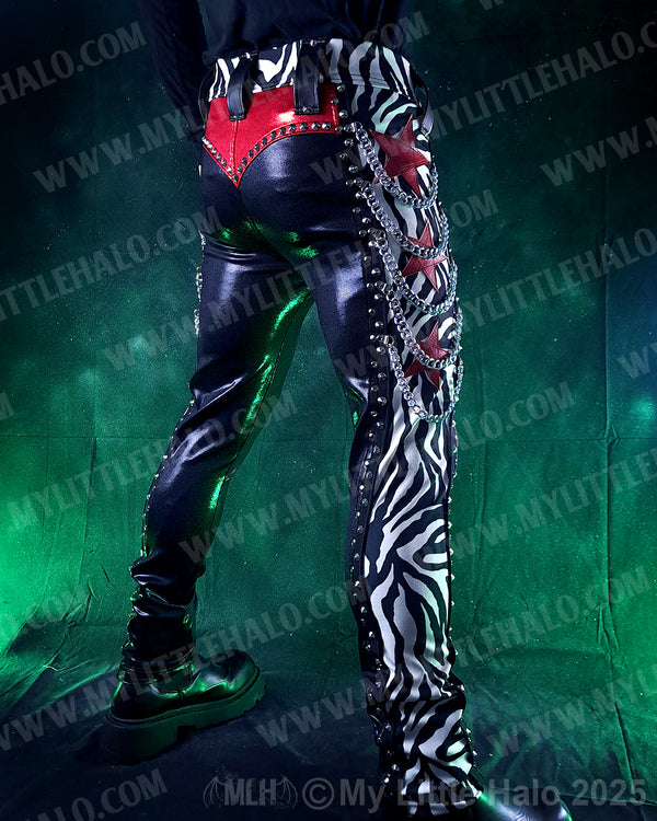 Men’s Zebra Print, Star & Chains Skinny Pants – My Little Halo