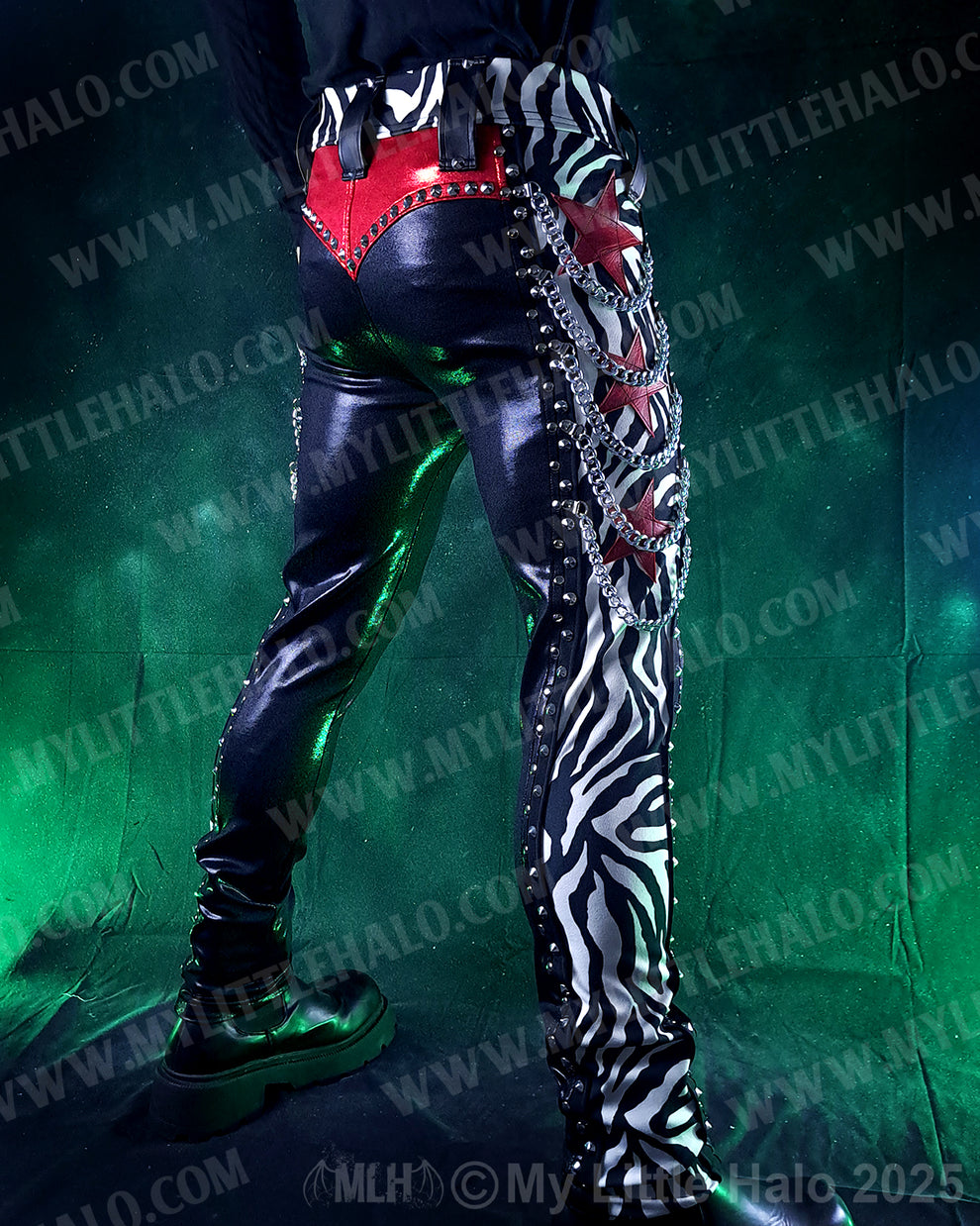 Men’s Zebra Print, Star & Chains Skinny Pants – My Little Halo